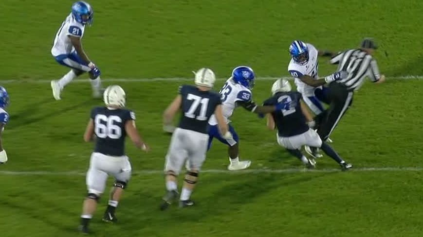 Official goes flying after getting trucked - ESPN Video