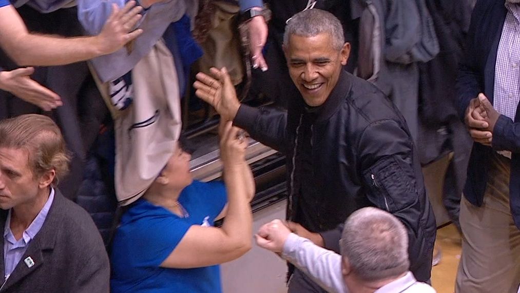 President Obama greets fans at UNC-Duke game - ESPN Video