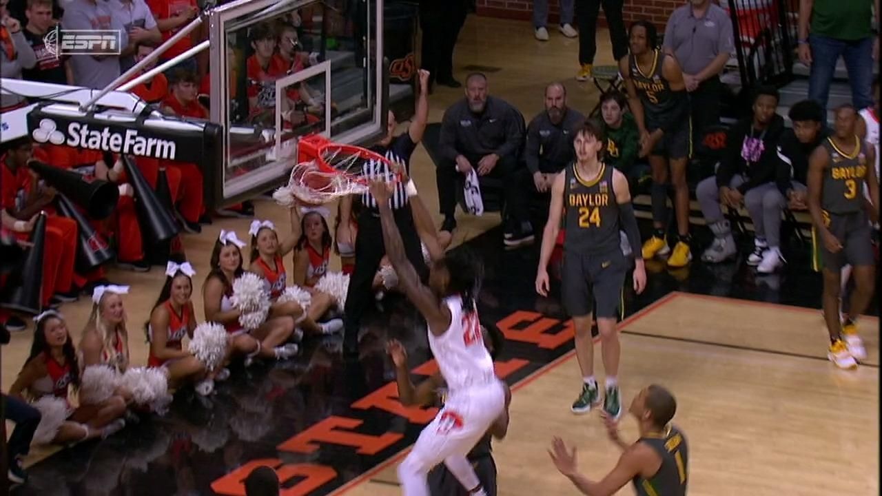 Kalib Boone hangs on the rim after emphatic flush - ESPN Video