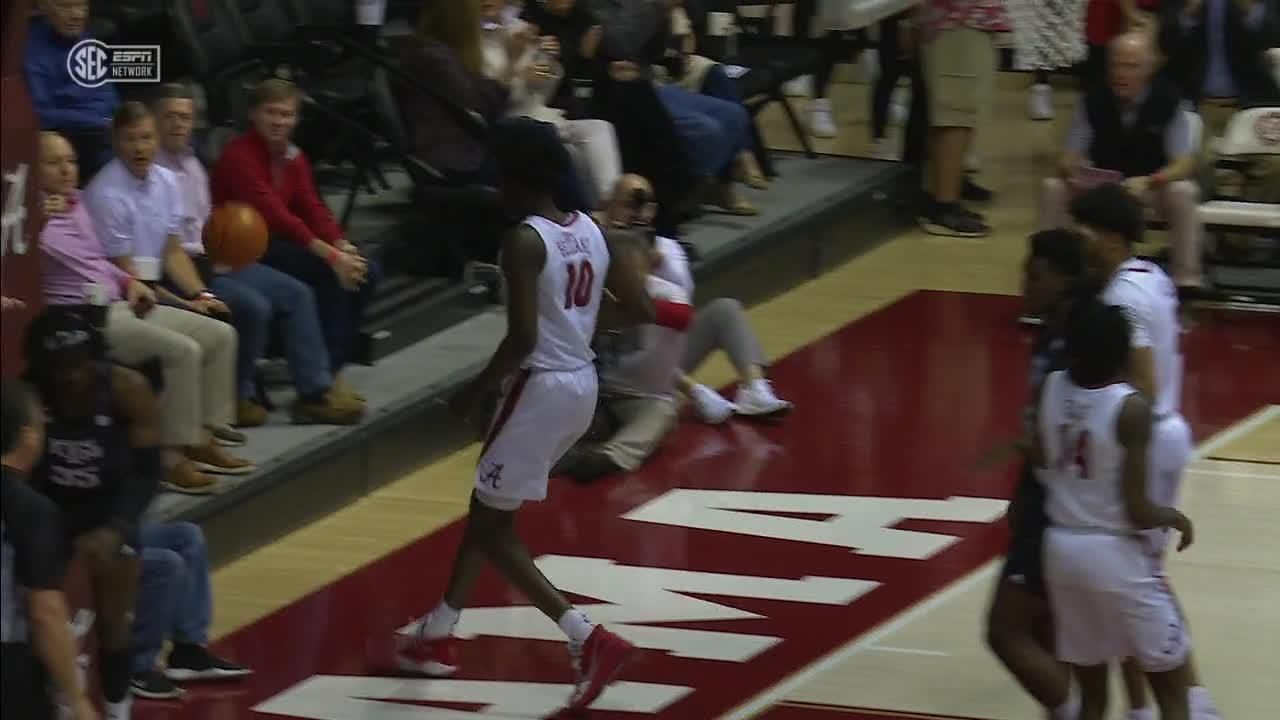 Charles Bediako elevates for the bigtime swat - ESPN Video