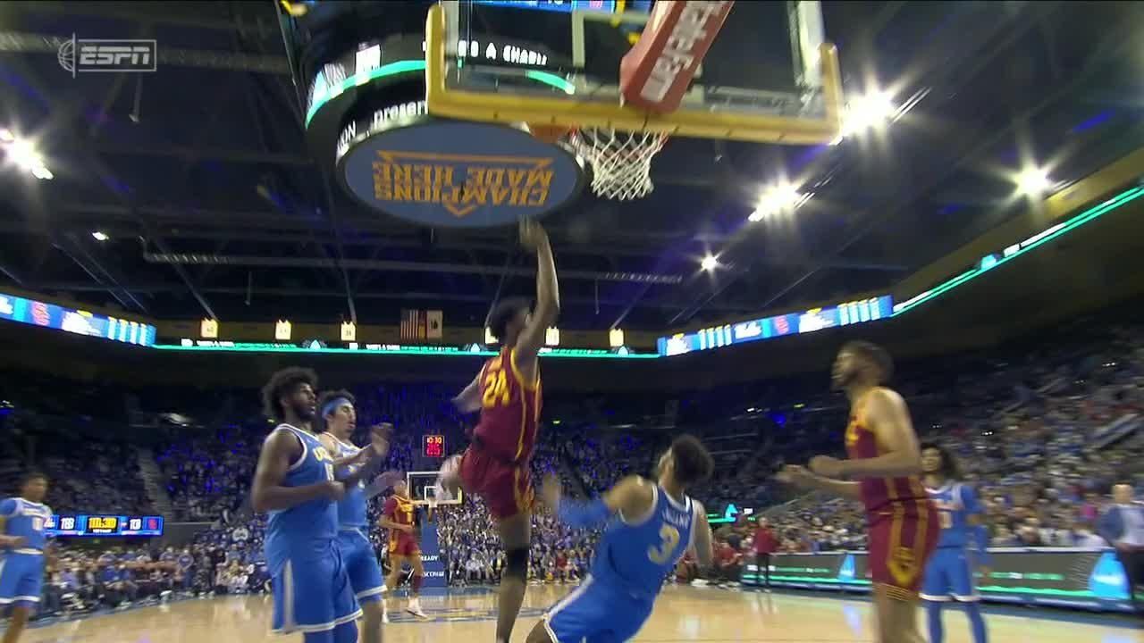 Joshua Morgan drives and somehow drains the and-1 for USC - ESPN Video