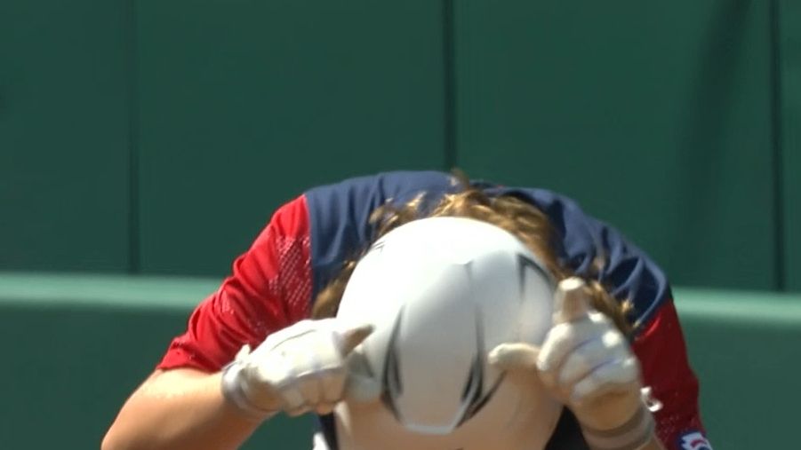 Little Leaguer celebrates with the bull horns after clutch hit - ESPN Video
