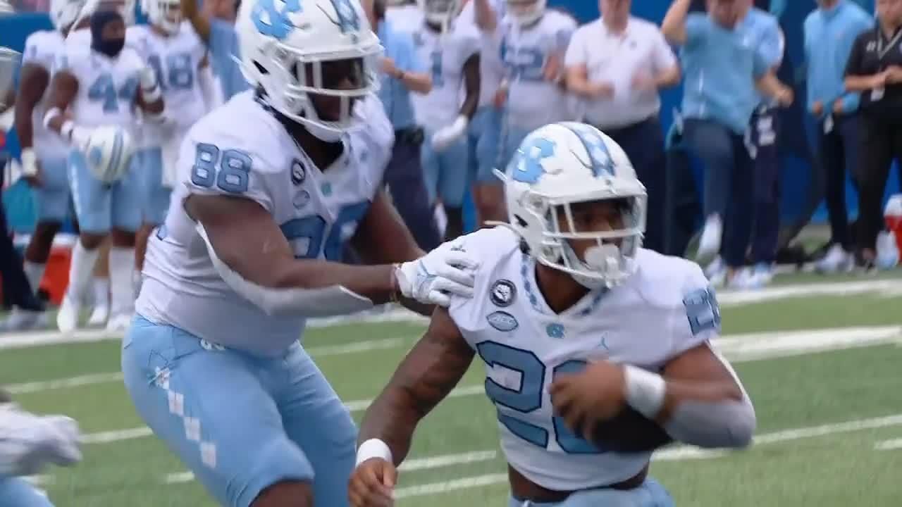 UNC retakes the lead on Omarion Hampton's rushing TD - ESPN Video