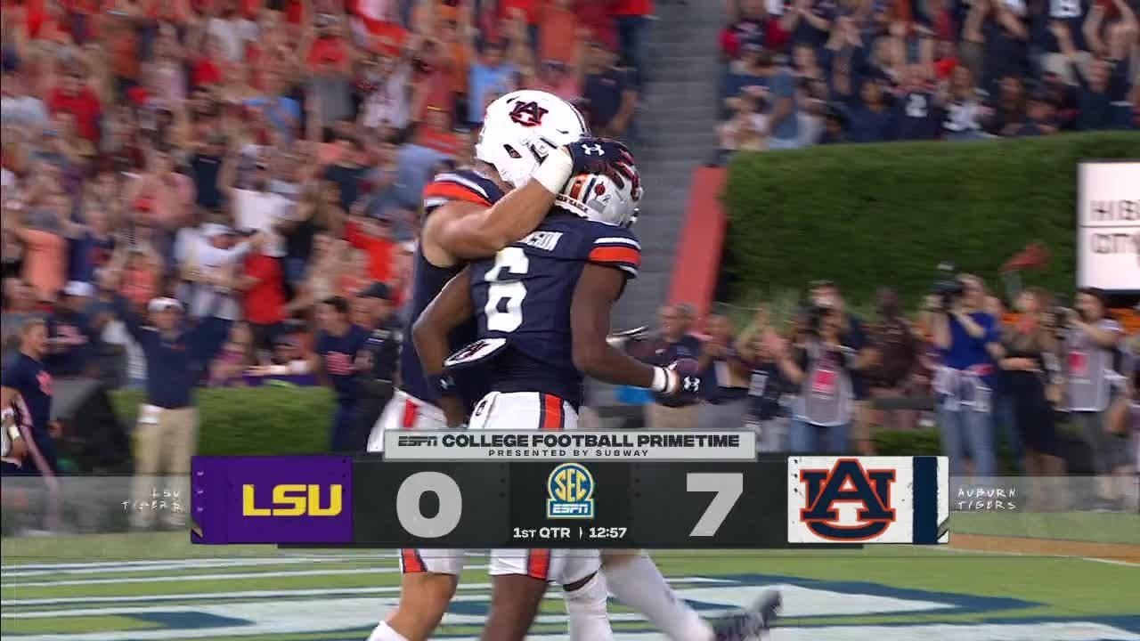 Ja'Varrius Johnson cuts backs and spins into the end zone for an Auburn ...