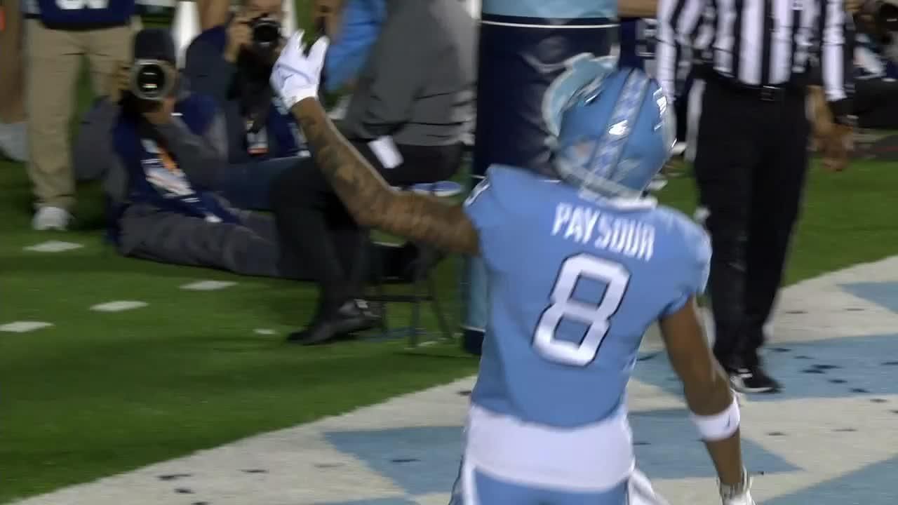 UNC's Drake Maye throws the TD pass to Kobe Paysour - ESPN Video
