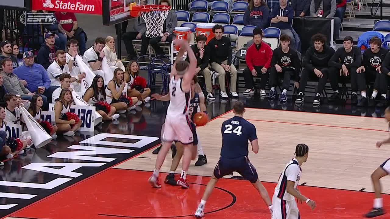 Jack Nunge throws down big slam dunk vs. Gonzaga Bulldogs - ESPN Video