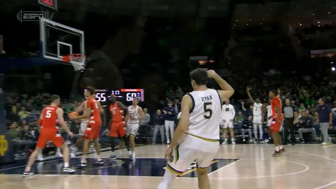 Cormac Ryan buries trey against Syracuse Orange - ESPN Video