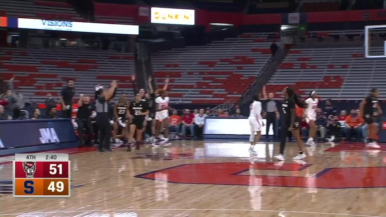 Madison Hayes drills 3-point shot in from Syracuse Orange vs. NC State ...