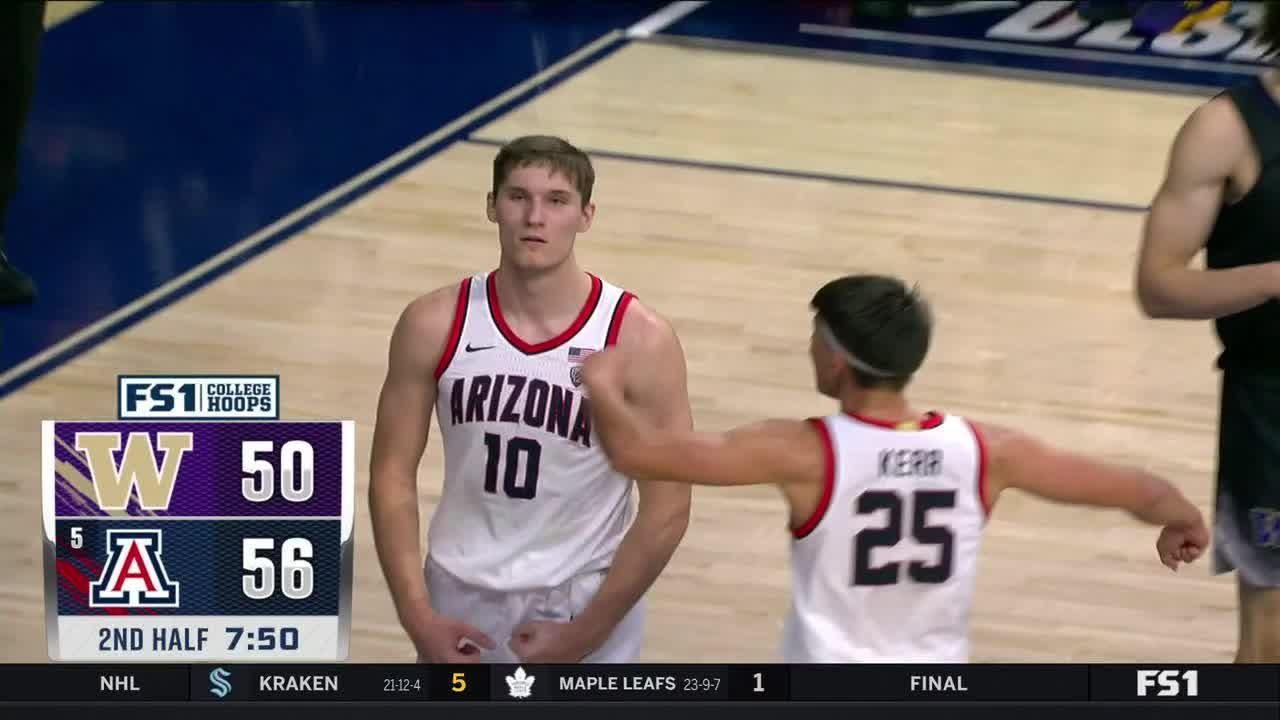 Azuolas Tubelis fired up after big block for Arizona - ESPN Video