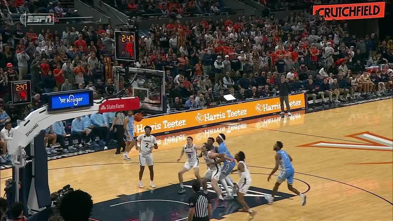 Caleb Love nails the 3-pointer vs. Virginia Cavaliers - ESPN Video