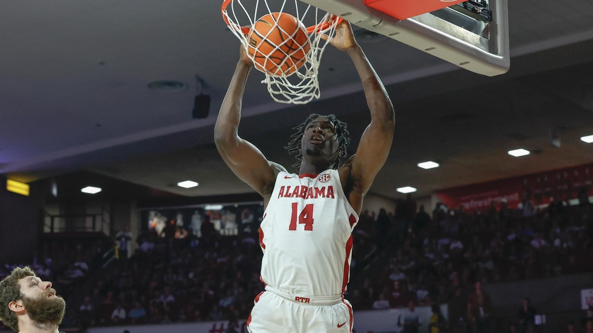 Alabama's Charles Bediako flushes down the alley-oop - ESPN Video