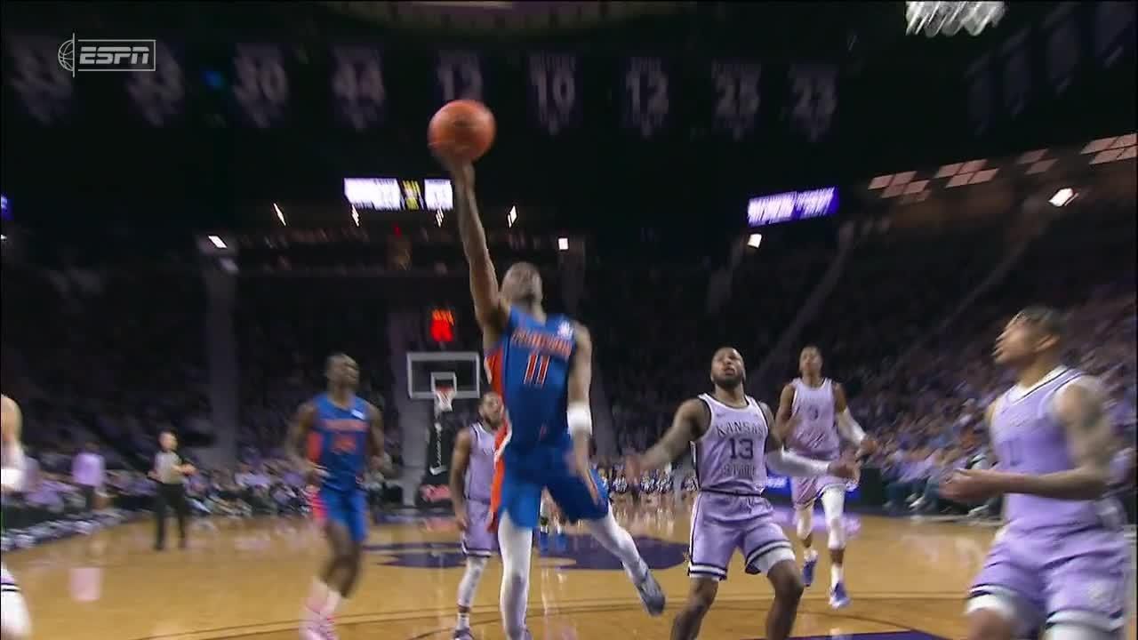 Kyle Lofton makes the nice bucket against the Kansas State Wildcats ...
