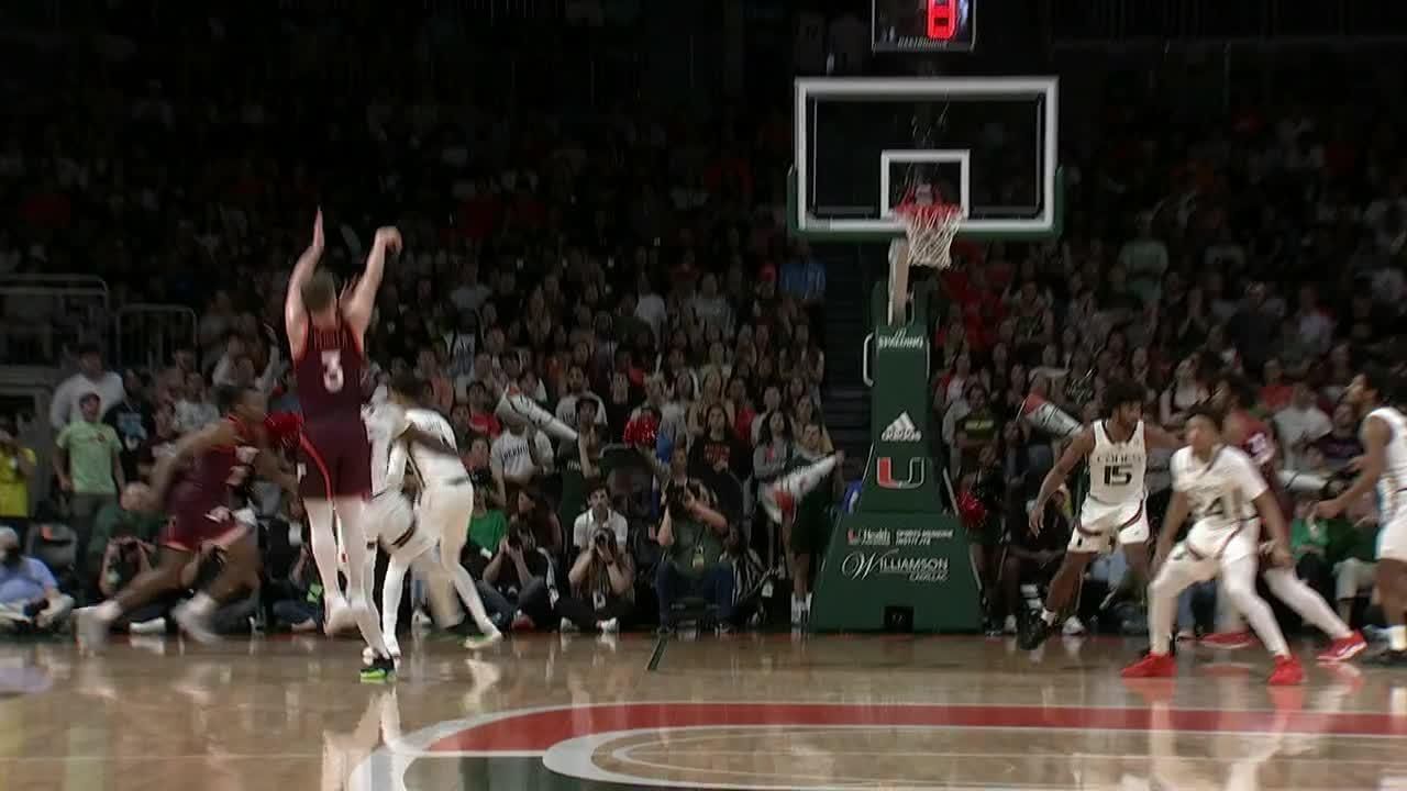 Sean Pedulla buries 3-pointer against Miami Hurricanes - ESPN Video