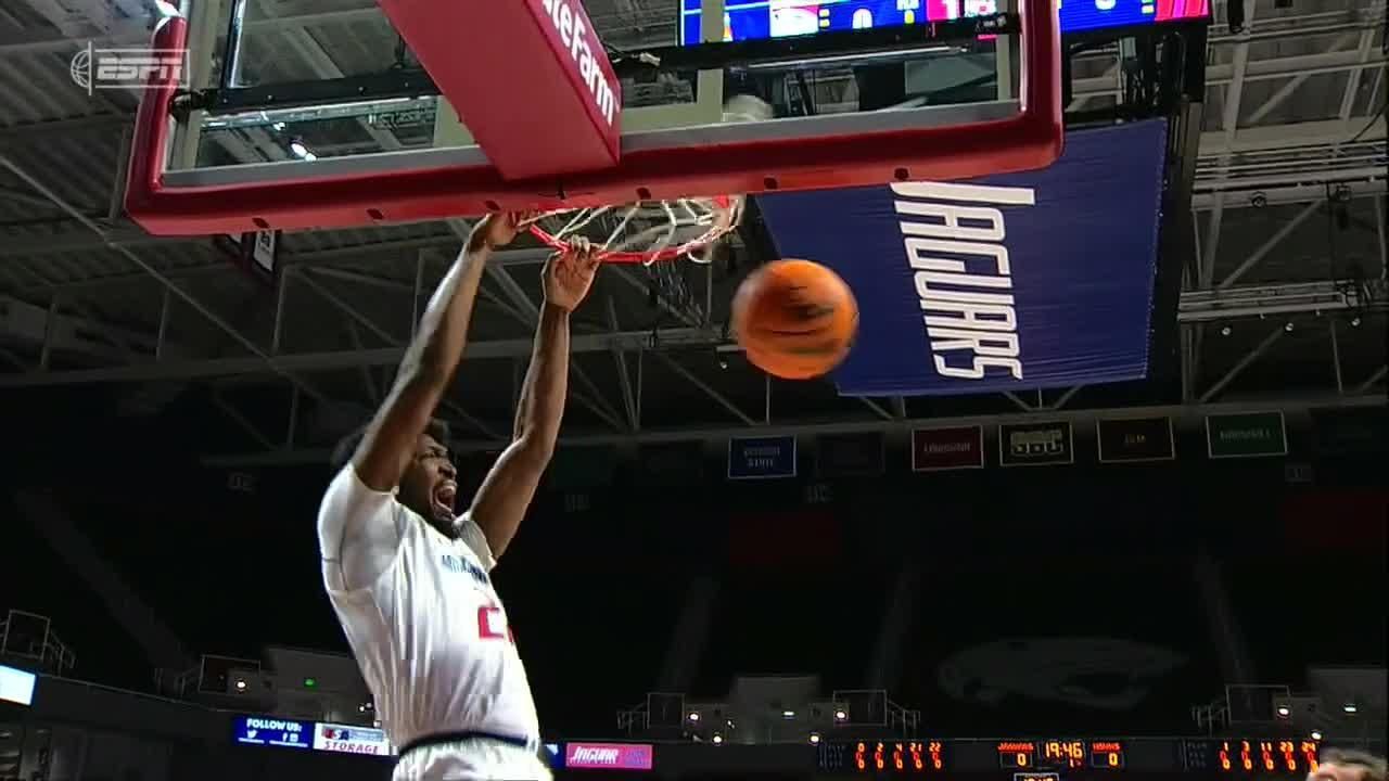 Kevin Samuel opens game with alley-oop slam for South Alabama - ESPN Video