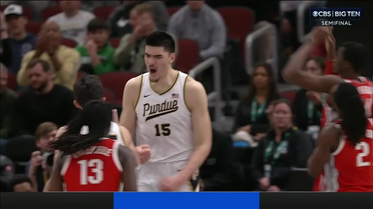 Zach Edey is pumped up after this and-1 jam - ESPN Video