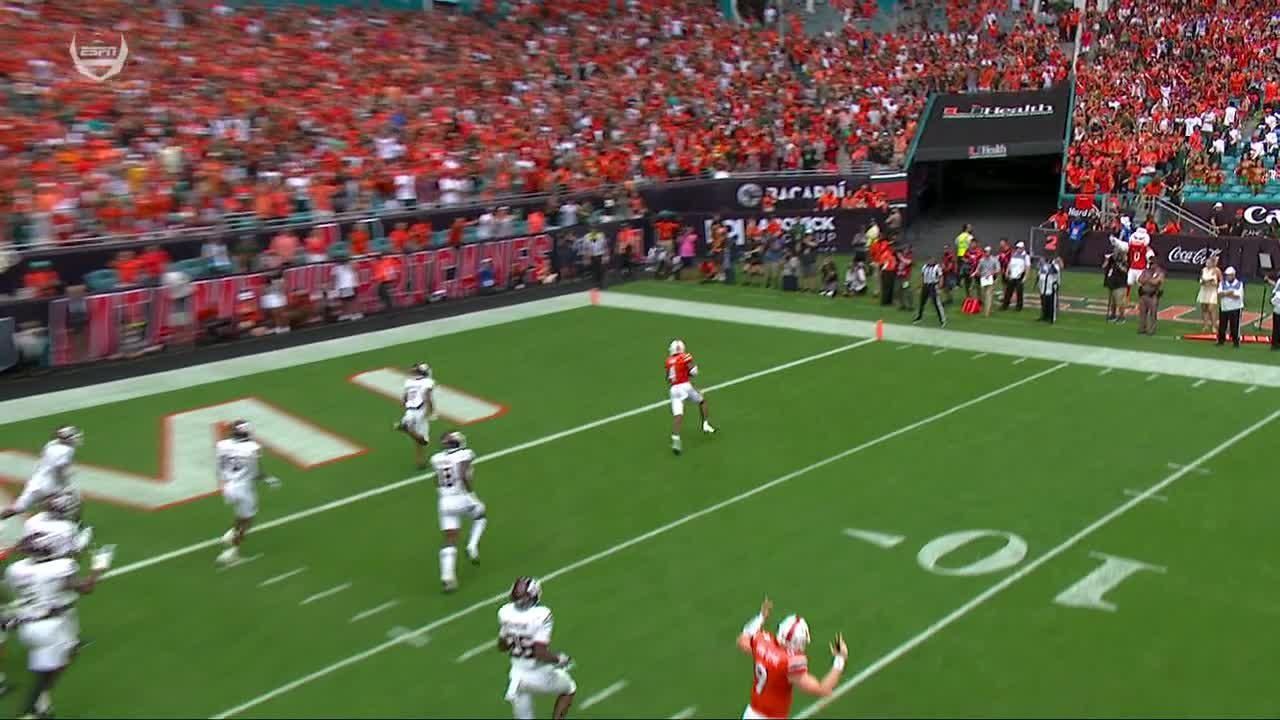 Colbie Young scores a TD for Miami - ESPN Video