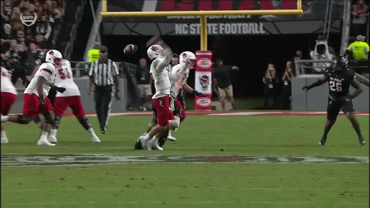 NC State recovers fumble as Louisville QB has ball slip out of his ...