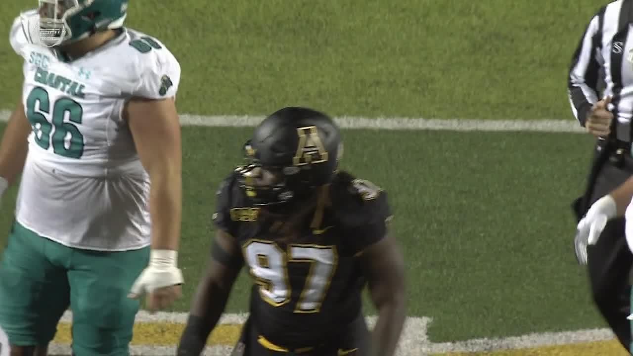Kevin Abrams-Verwayne with a Sack Coastal Carolina Chanticleers - ESPN ...