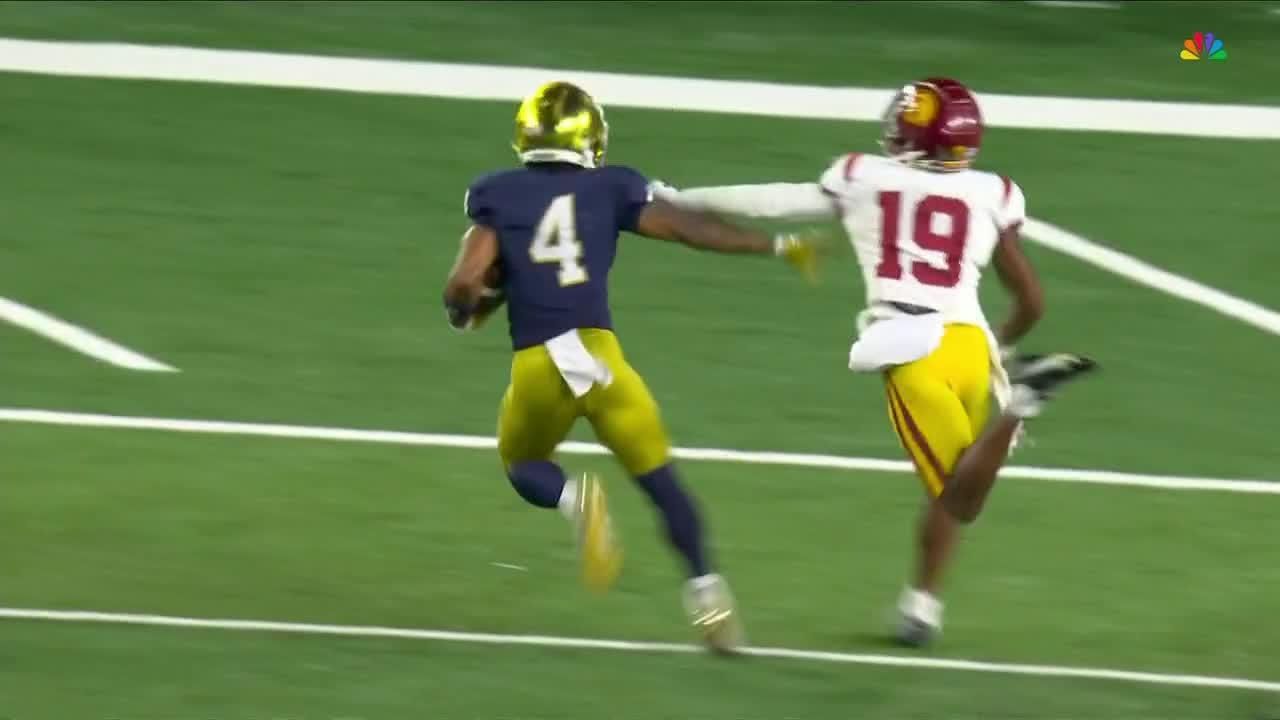 Sam Hartman hits Chris Tyree in stride for a 46-yard TD - ESPN Video