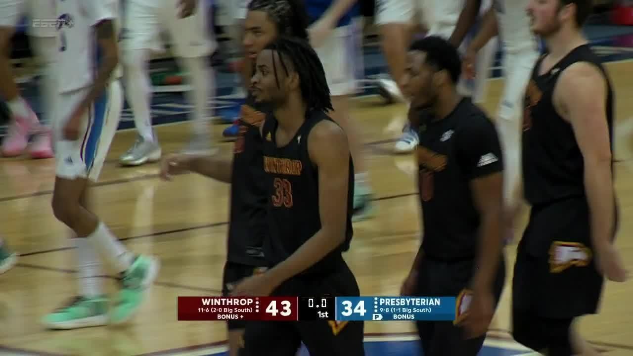 Chase Claxton ends the 1st half with a trey for Winthrop - ESPN Video