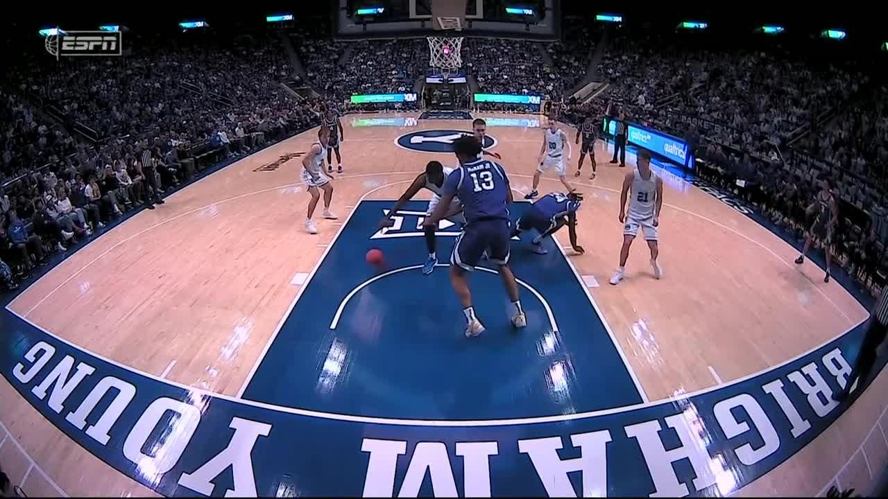 Dallin Hall makes a great defensive play for the steal - ESPN Video