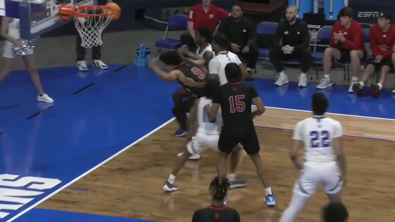 Jamal West Jr. with the massive swat at the rim - ESPN Video