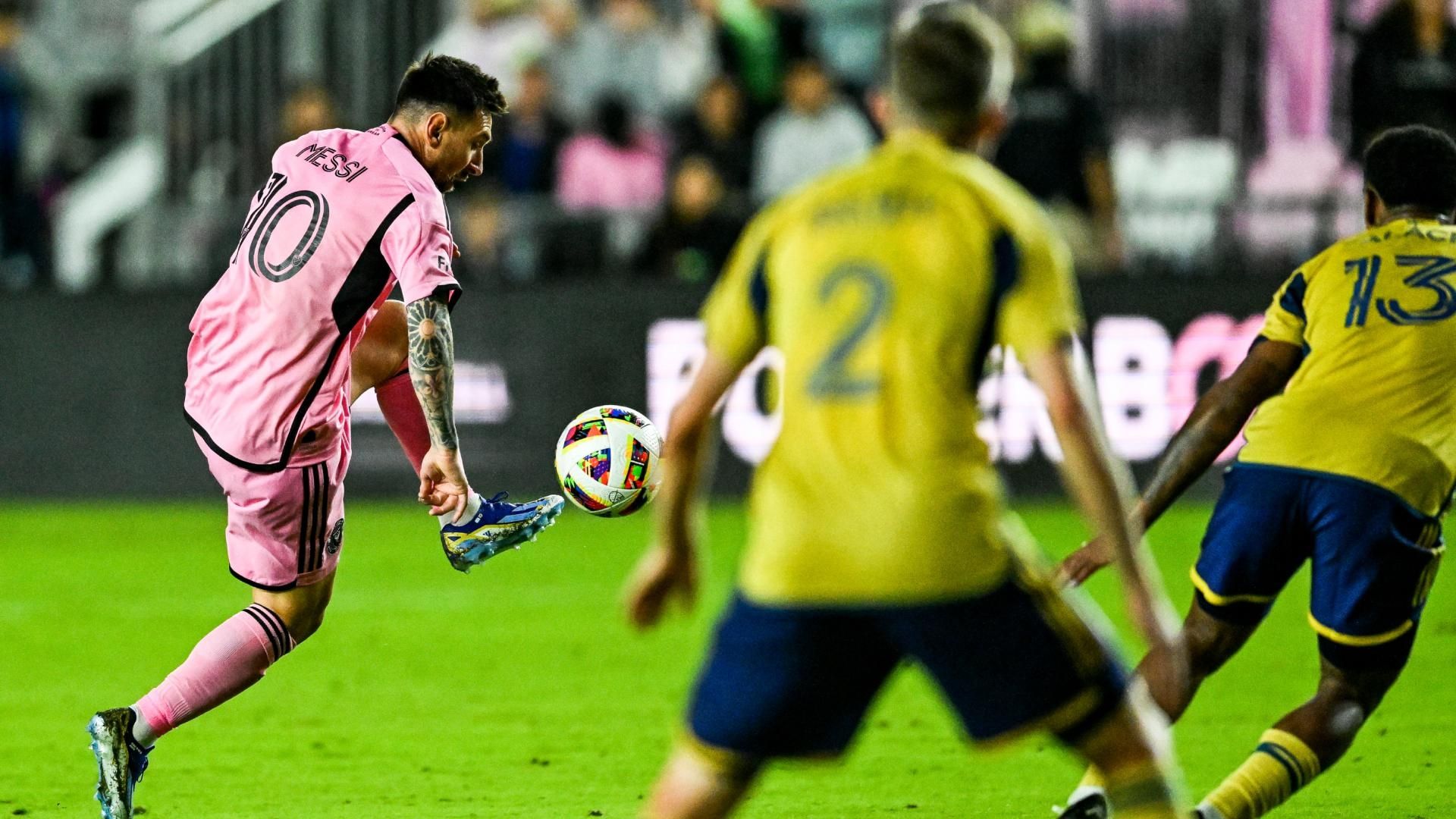 Messi takes on multiple defenders and almost scores a goal - ESPN Video