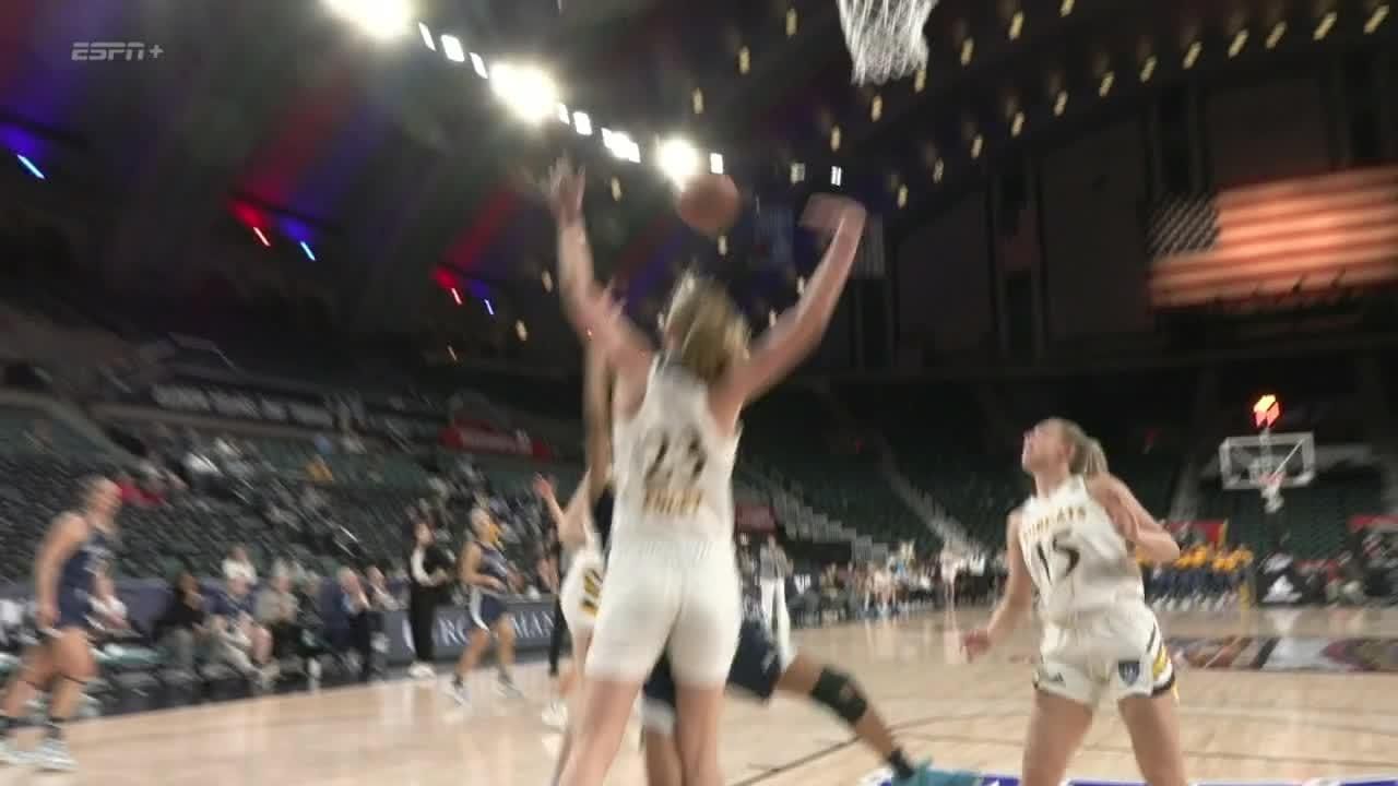 Anna Foley with the massive block at the rim - ESPN Video