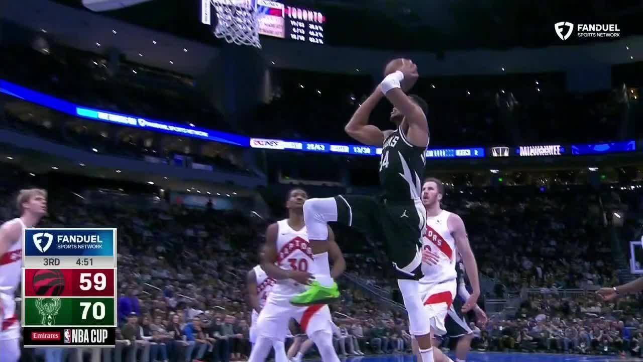 Giannis Antetokounmpo throws down powerful slam vs. Toronto Raptors ...