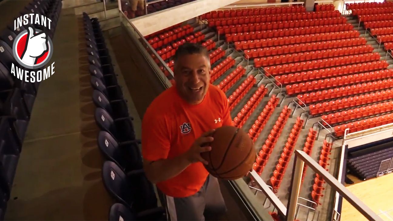 Auburn Coach Bruce Pearl Hits Amazing Trick Shot From Auburn Arena