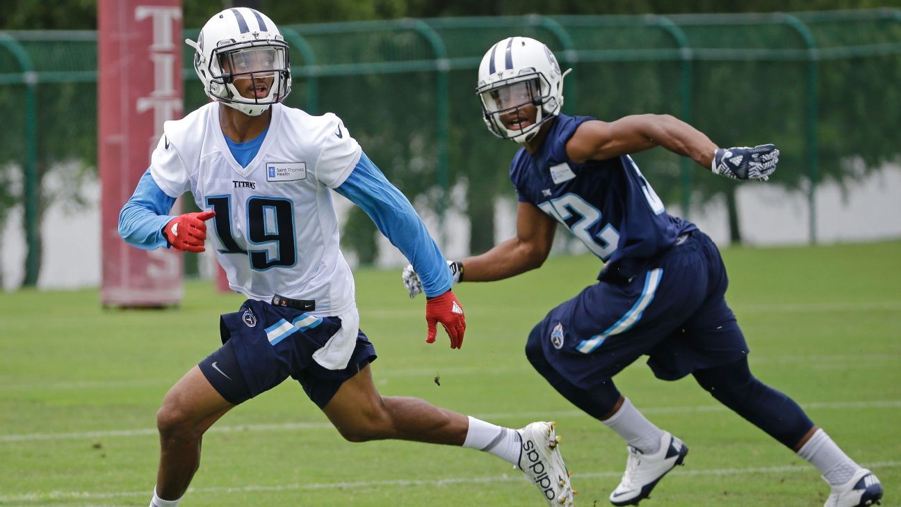 Titans WR Tajae Sharpe avoided concussion, will be at practice Monday ...