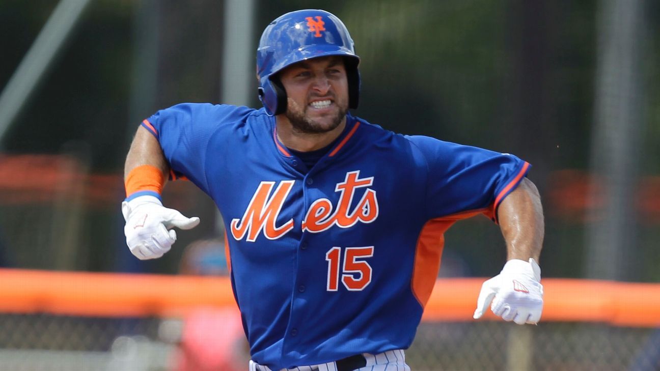 Tim Tebow hits home run on first pitch of first instructional league ...