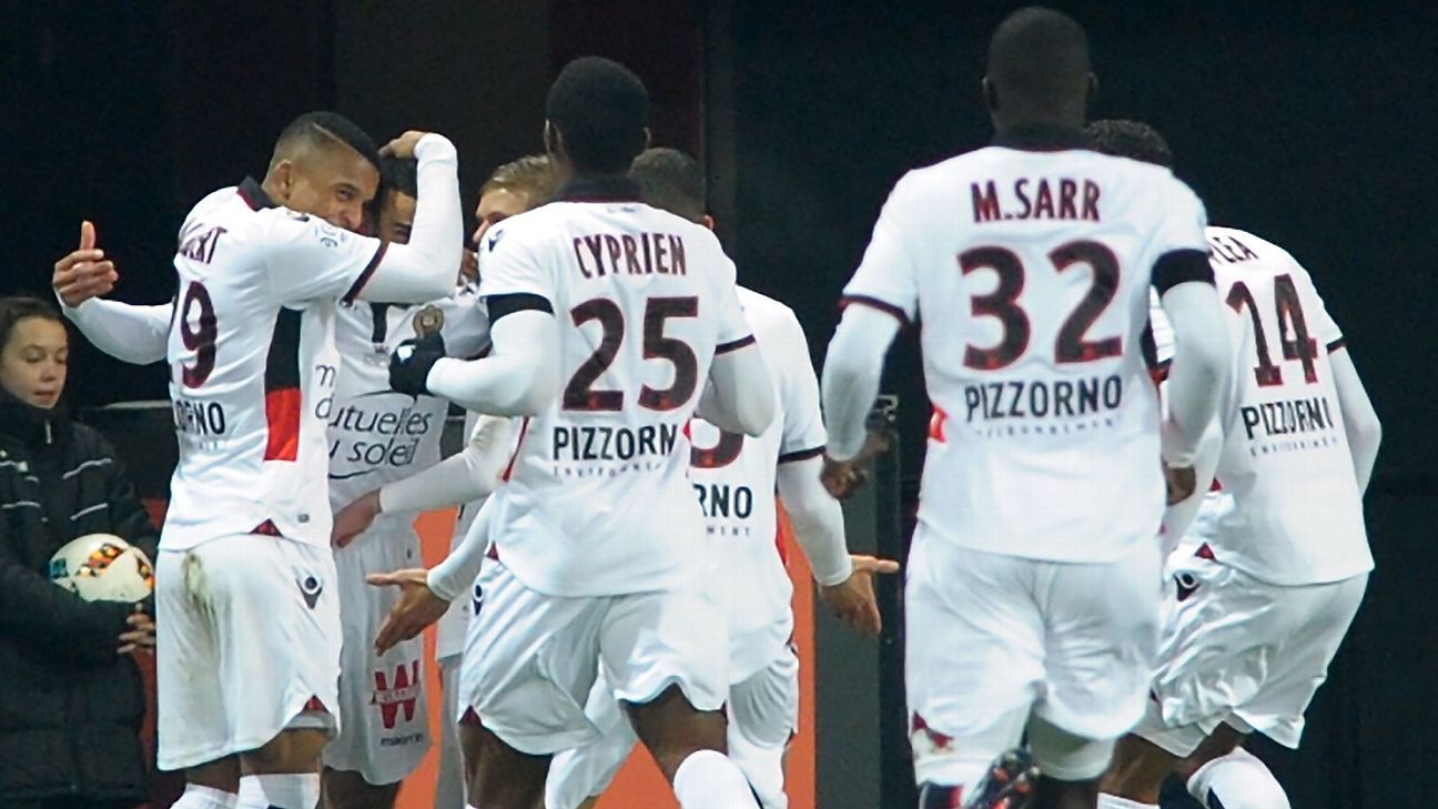 Nice win at Guingamp to return to top of Ligue 1, PSG move up to second ...