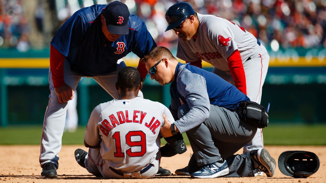Red Sox CF Jackie Bradley Jr. has sprained right knee ligament - ESPN