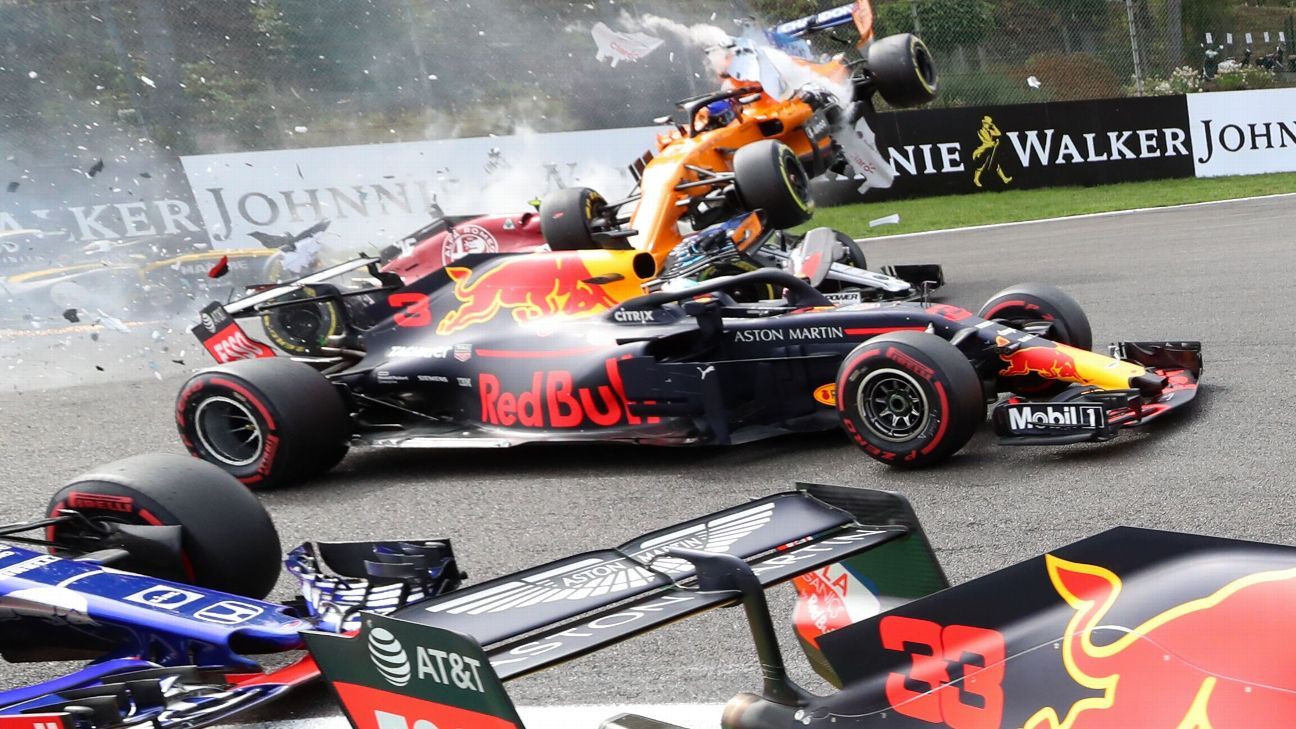 Fernando Alonso slams Nico Hulkenberg, praises Halo after Spa crash - ESPN