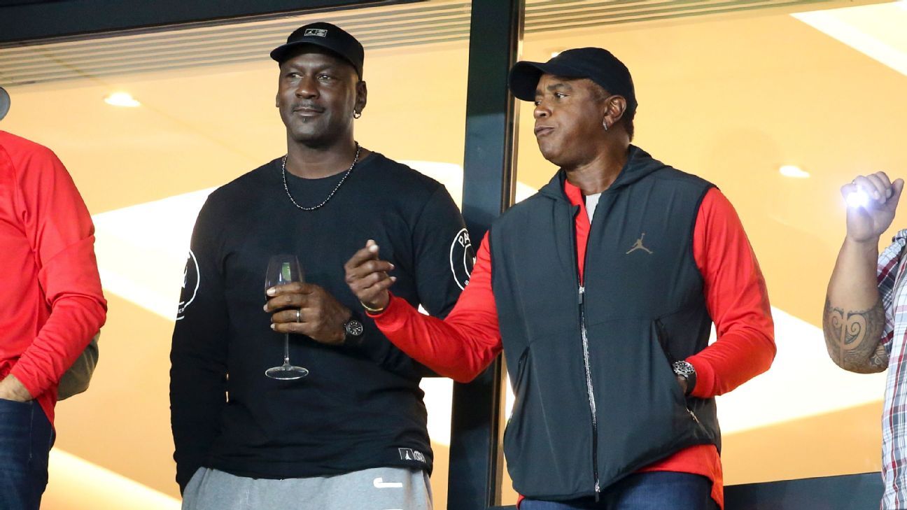 Michael Jordan takes in PSG match presented with commemorative No. 23 ...