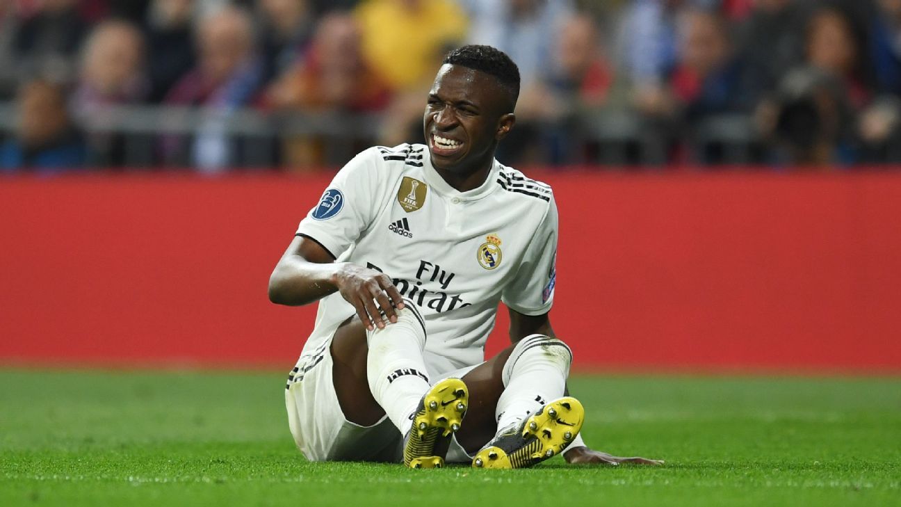 Real Madrid's Vinicius Junior facing two months out with ligament ...