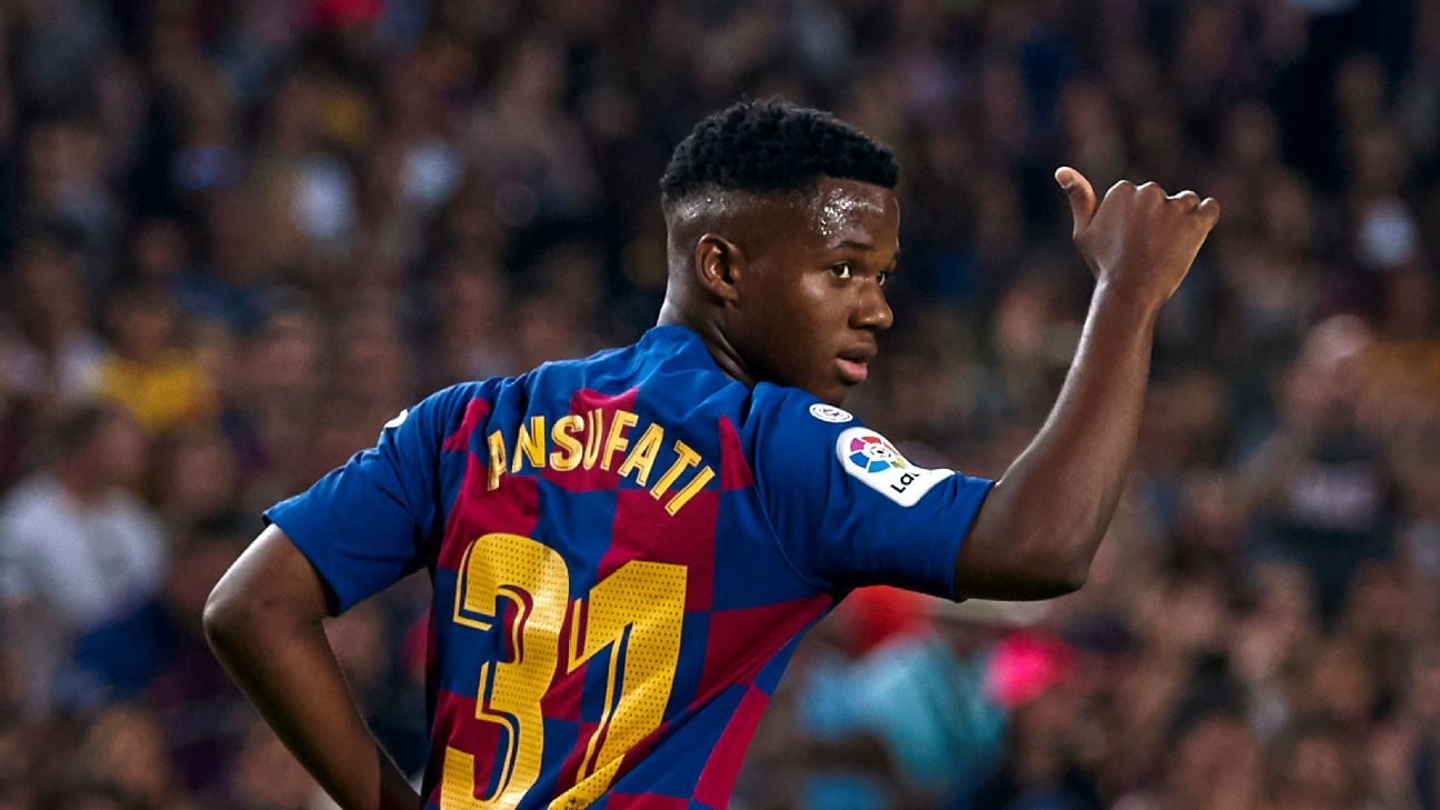 Incrédulo, Ansu Fati disfruta su histórico debut. - ESPN