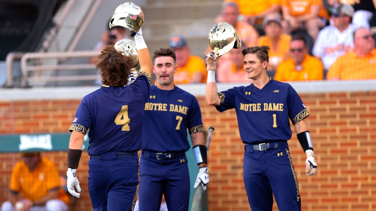 Notre Dame blasts four home runs, upsets No. 1 Tennessee in NCAA ...