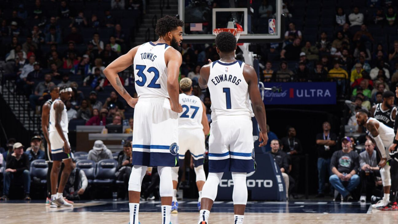 Karl Towns abre la temporada en menor peso que Anthony Edwards - ESPN