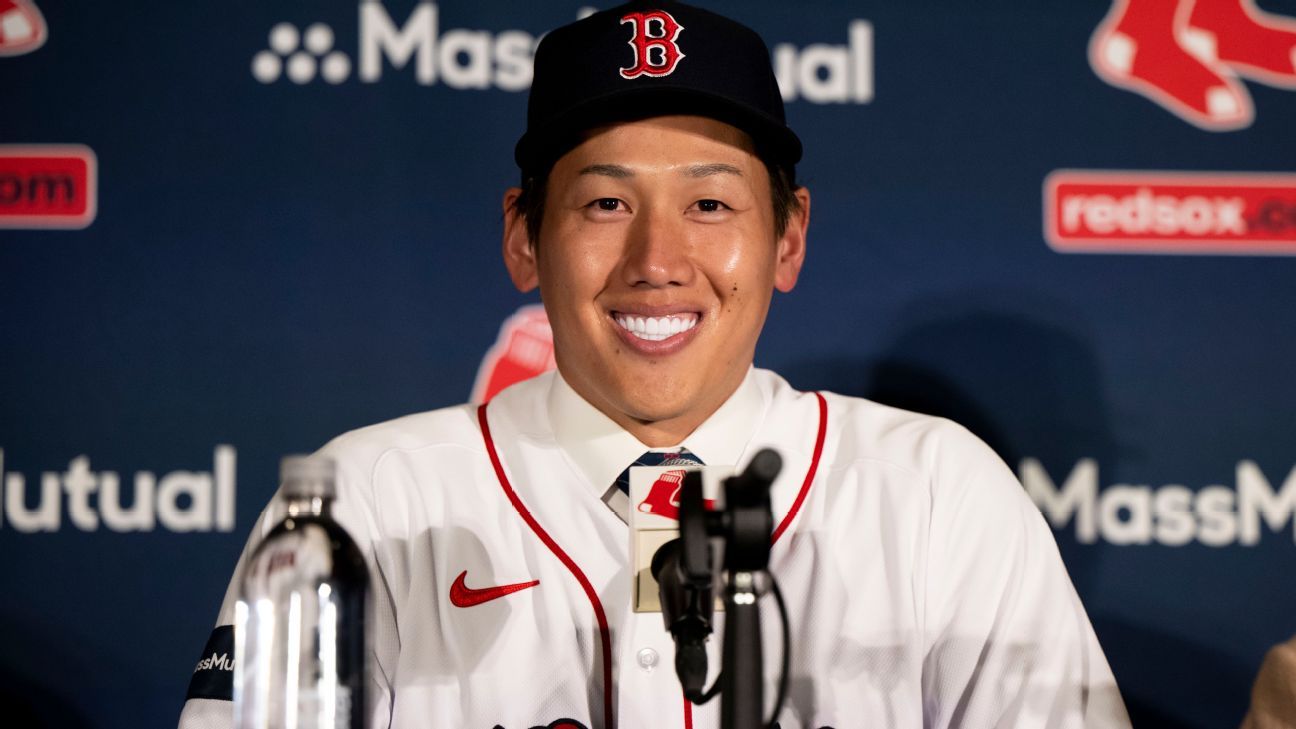 Red Sox introduce Masataka Yoshida, DFA Jeter Downs - ESPN