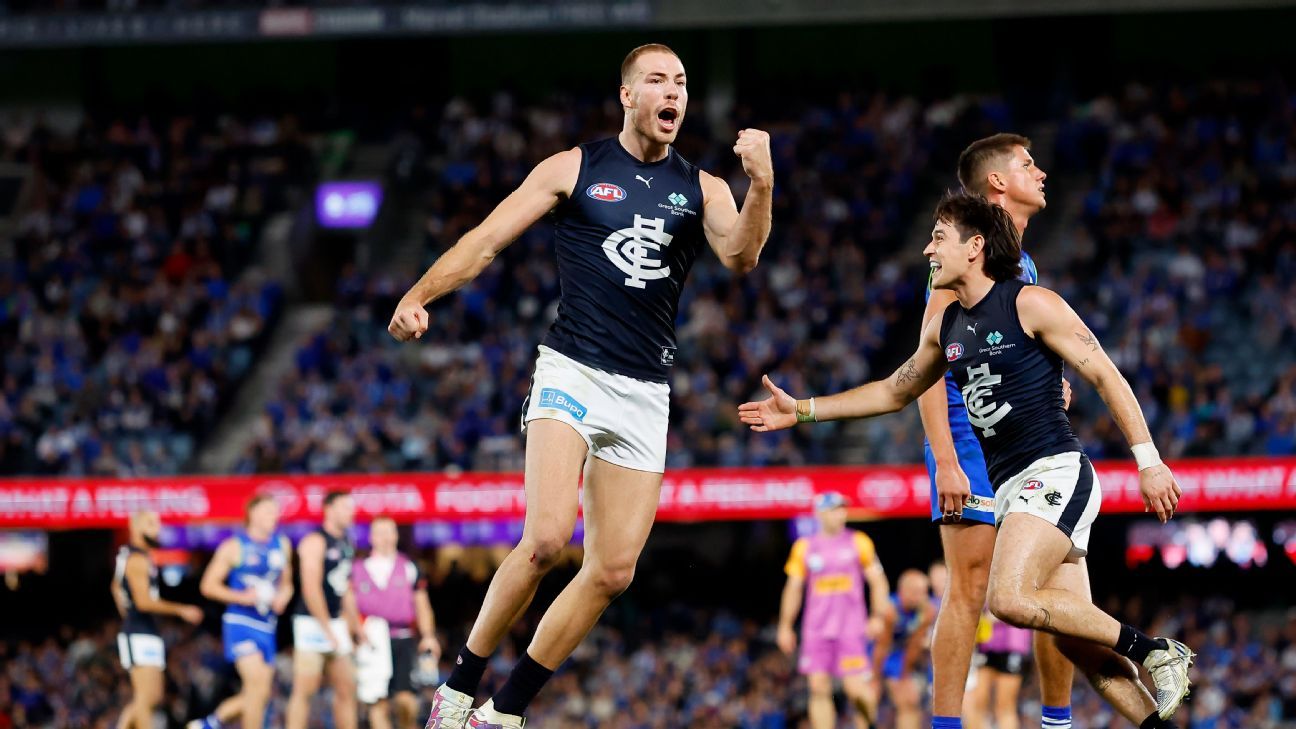 AFL Round 4 Charlie Curnow and Harry McKay fire Carlton Blues past ...