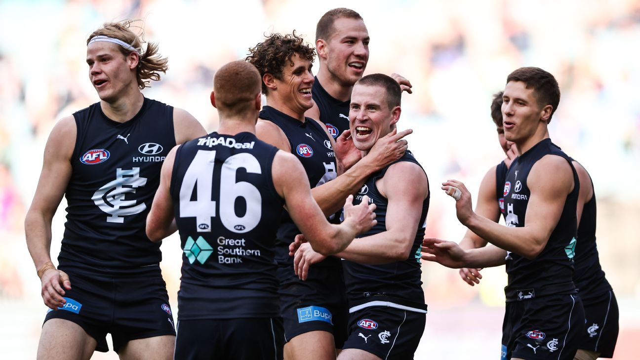 AFL Round 14 Carlton end run of outs, thrash lacklustre Gold Coast Suns ...