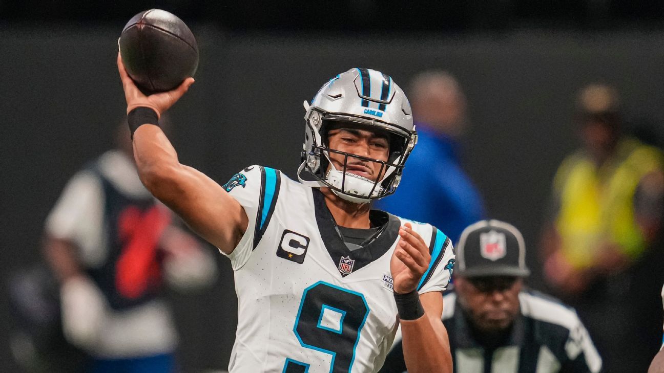 Panthers rookie Bryce Young finds Hayden Hurst for first NFL touchdown ...