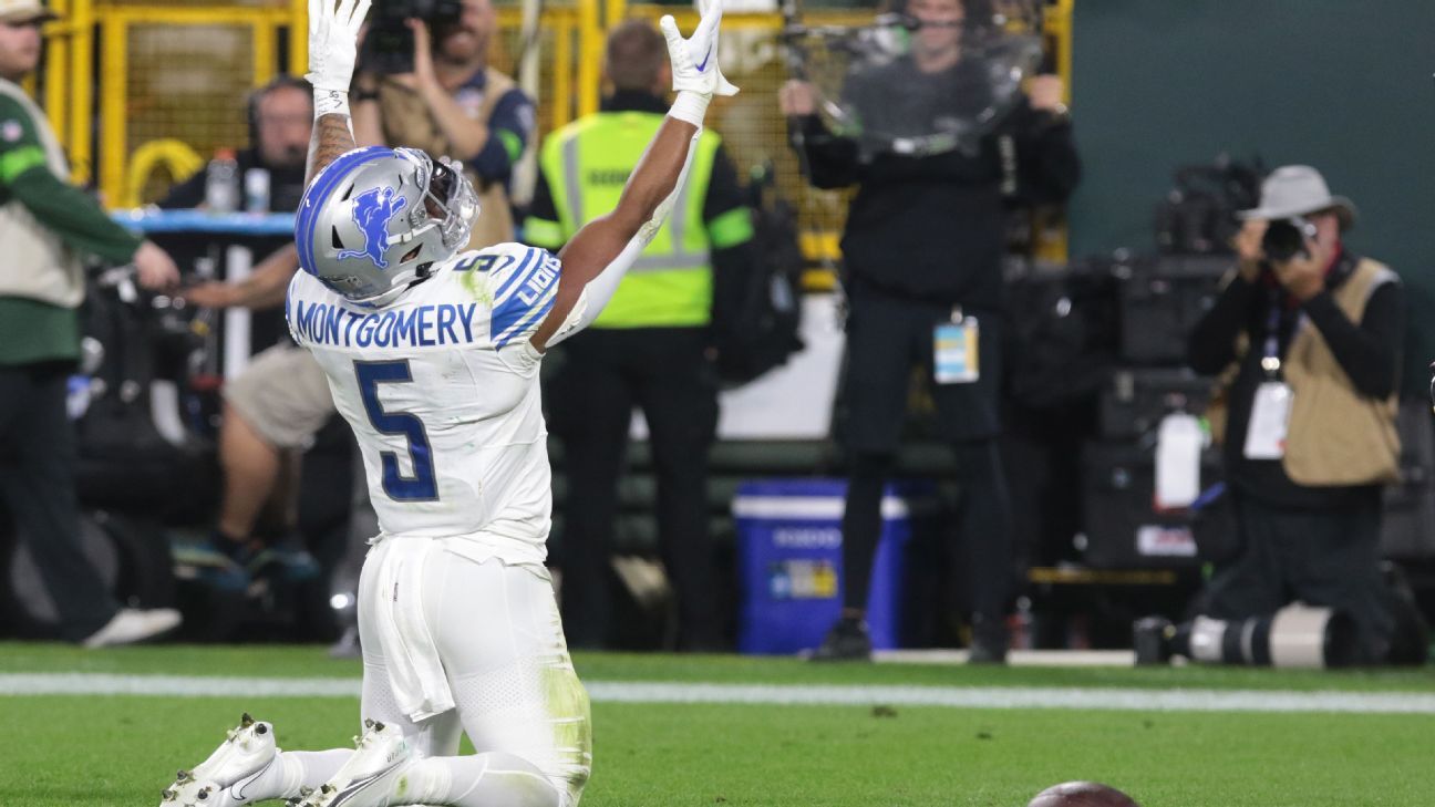 Lions RB David Montgomery relishes first career win vs. Packers - ESPN ...