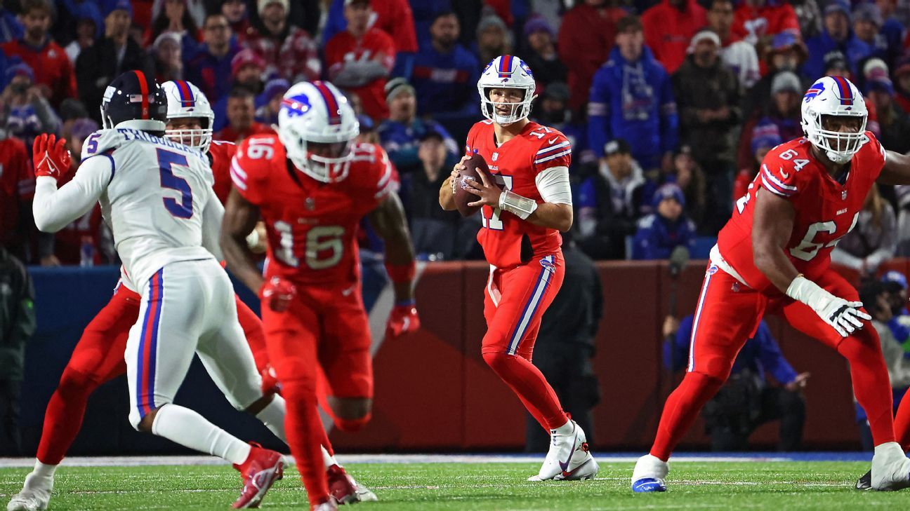 Em noite de cena tensa, Josh Allen 'calibra' mão no fim e Bills vencem ...