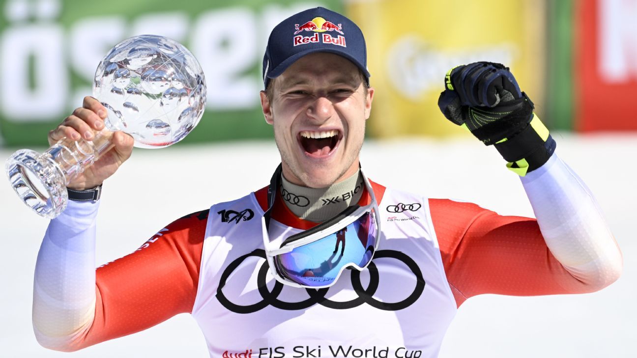 Ski star Marco Odermatt seals World Cup super-G title - ESPN
