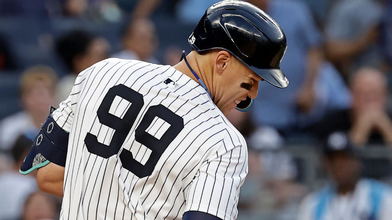 Aaron Judge, fuera del lineup de Yankees tras golpe - ESPN