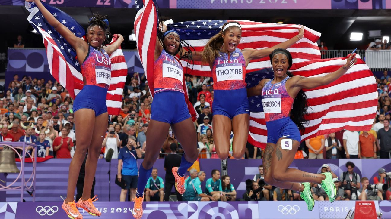 Olímpicos: Nuevo oro para EE. UU. gracias a las mujeres en 4x100 - ESPN