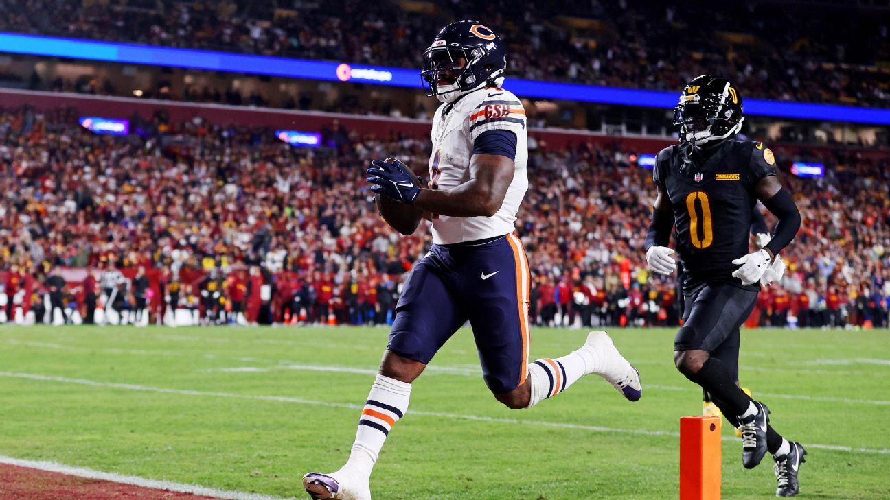 Bears' D'Andre Swift runs 56 yards to score game's first TD vs. Commanders - ESPN